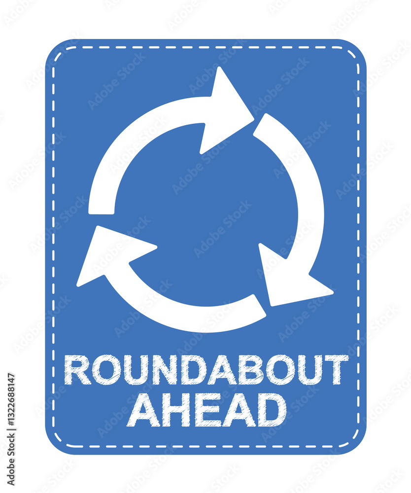 Roundabout ahead traffic sign icon clipart. Road sign turn around arrow ...