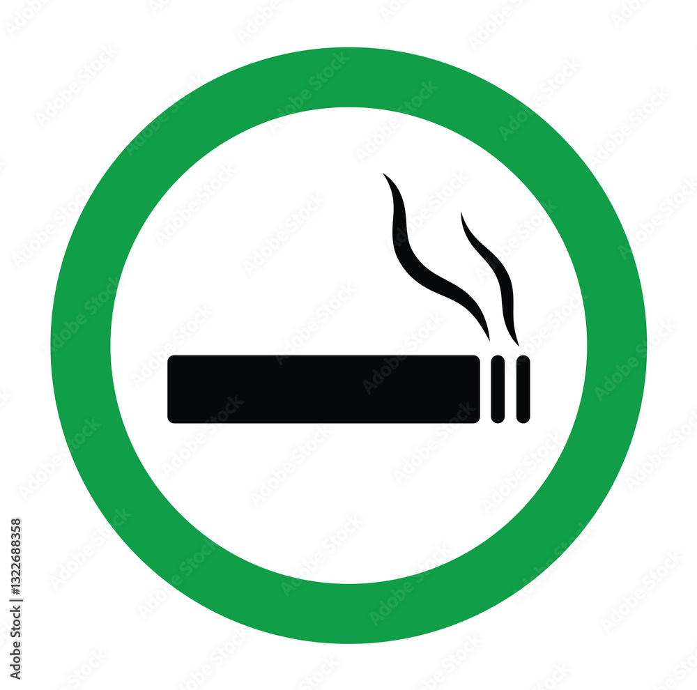 Smoking area sign icon clipart. Smoking zone area in green and white ...