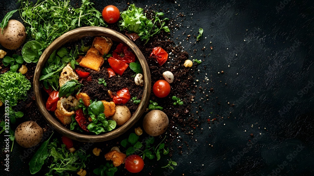 Decomposing food waste inside a compost pile with visible organic ...