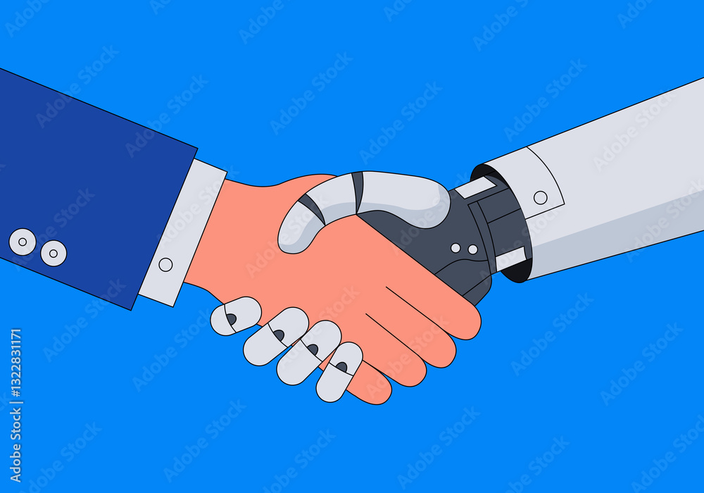 Human-AI Machine Collaboration Stock Illustration | Adobe Stock