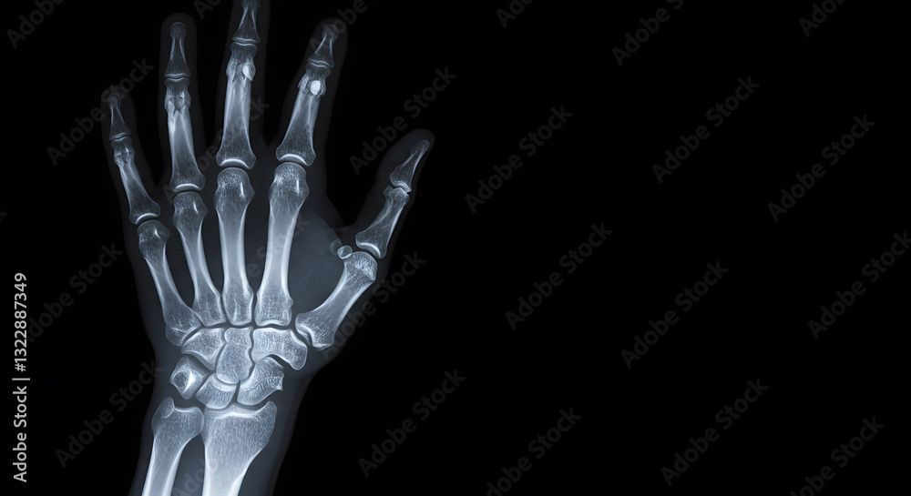 Detailed X-Ray Image of a Human Hand Revealing Bone Structure and ...