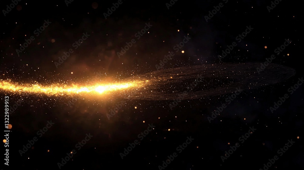 Celestial Comet Golden Stardust Trail in Space 4K Background 素材庫插圖 | Adobe Stock