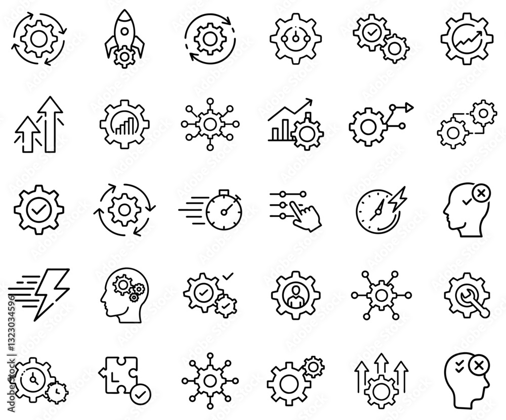 Process Optimization & Efficiency Icons – Workflow Automation ...