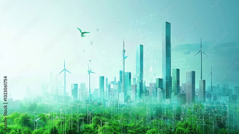 ESG Concept. Sustainable Urban Metropolis of the Future with Eco ...