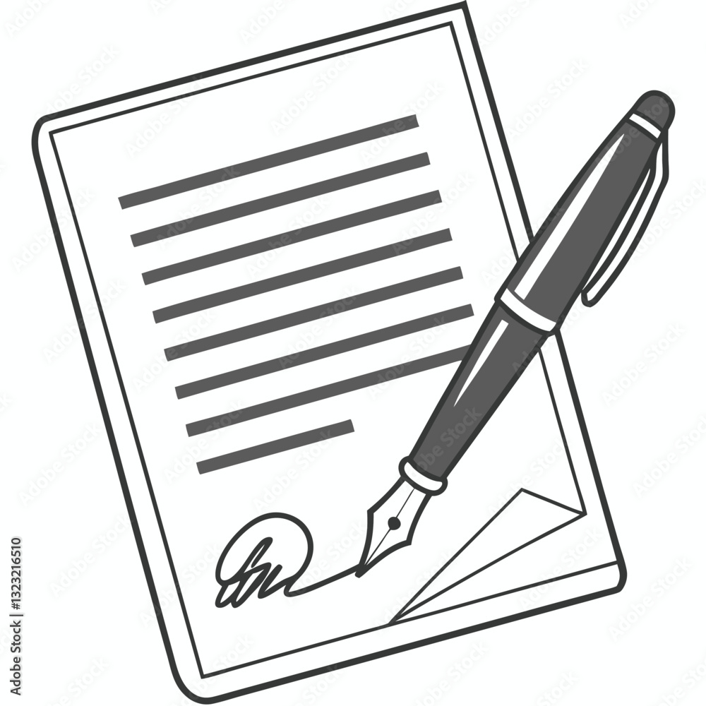 Contract Signing Icon – Legal Agreement, Business Document with ...