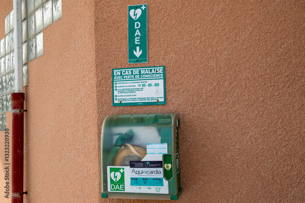 dae aquicardia logo sign and french brand text automated external ...