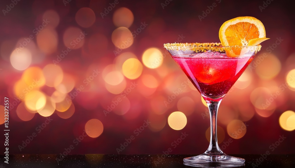 Vibrant blood orange and ginger tequila sour, flamed with a floating orange peel garnish, set ...