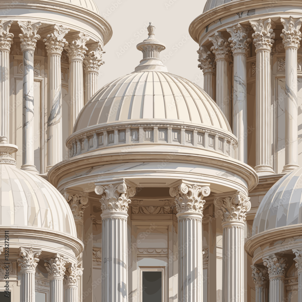 Classical Architecture with Marble Arches and Corinthian Columns – Elegant Historical Building ...