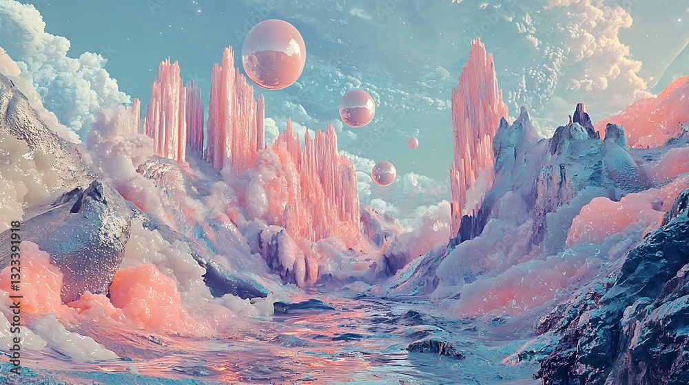AI-generated surreal landscapes present dreamlike scenes featuring ...
