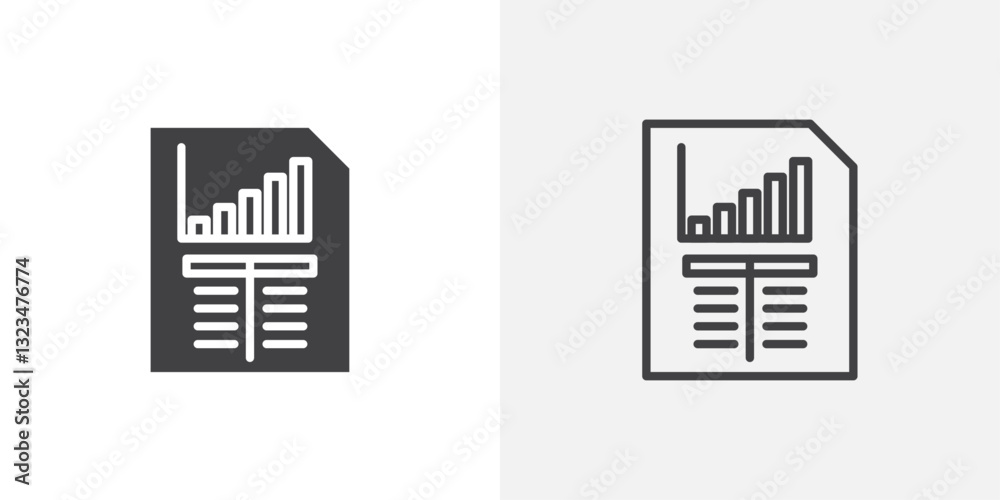 Balance sheet icons in filled and outline versions for ui designs Stock ...