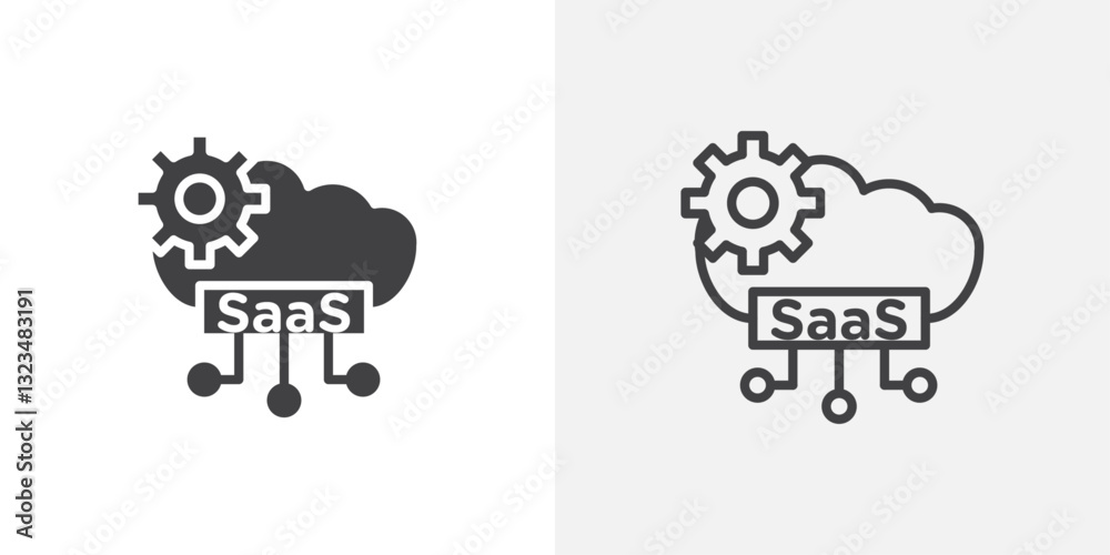 Saas icons in filled and outline versions for ui designs Stock Vector ...