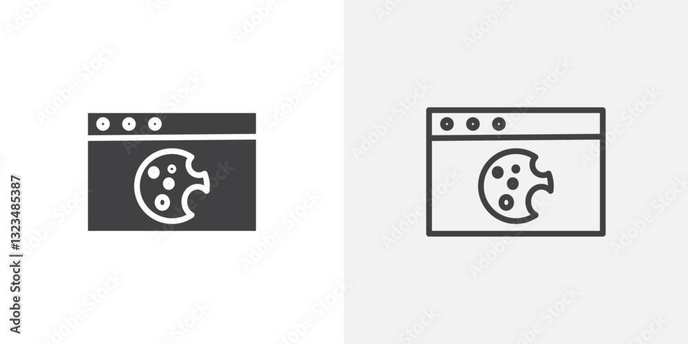 Web Cookies icons in filled and outline versions for ui designs Stock ...