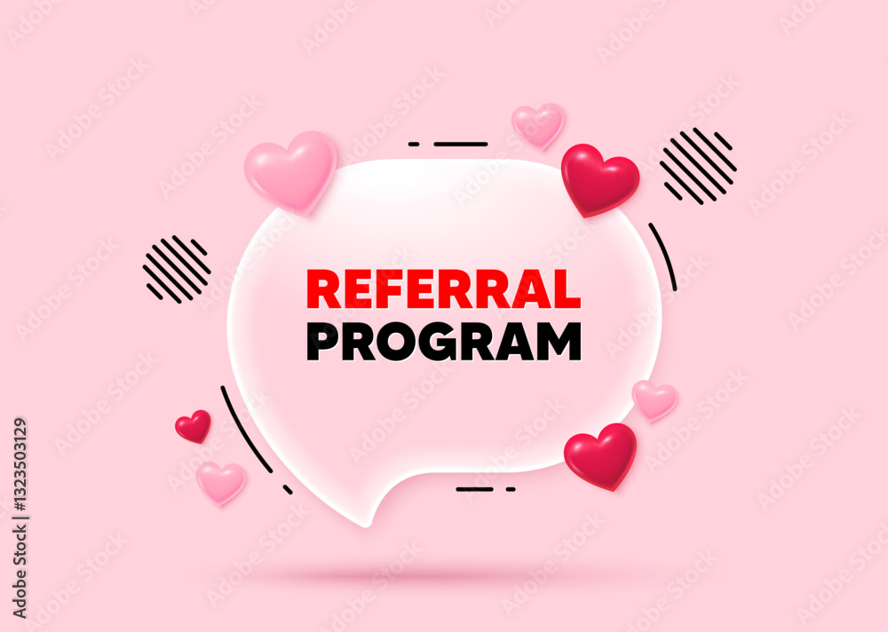 Referral program glass speech bubble. Social media concept. Referral ...