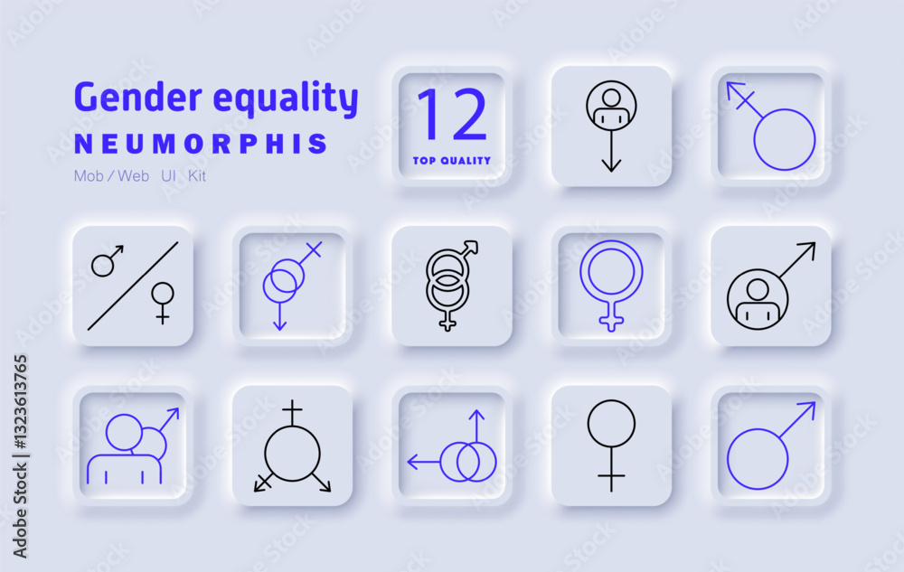 Gender equality set icon. Male and female symbols, gender balance ...