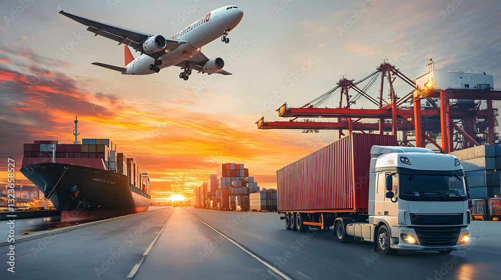 Transportation and logistics network distribution technology concept ...