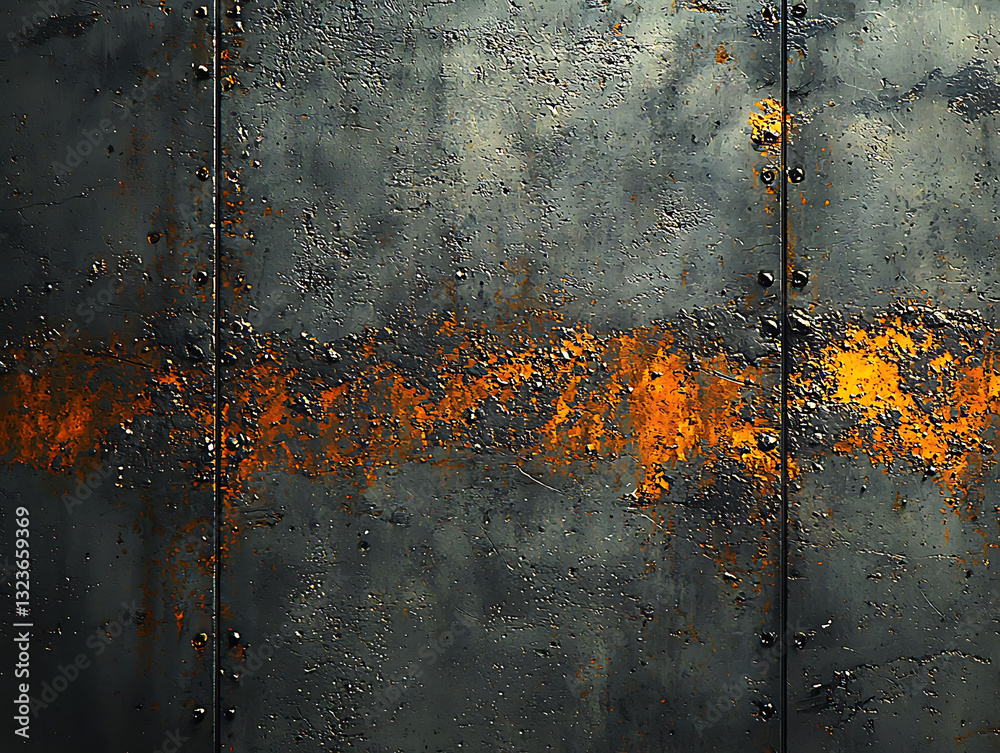 Dark, gritty metal texture with streaks of vibrant rust. A striking ...