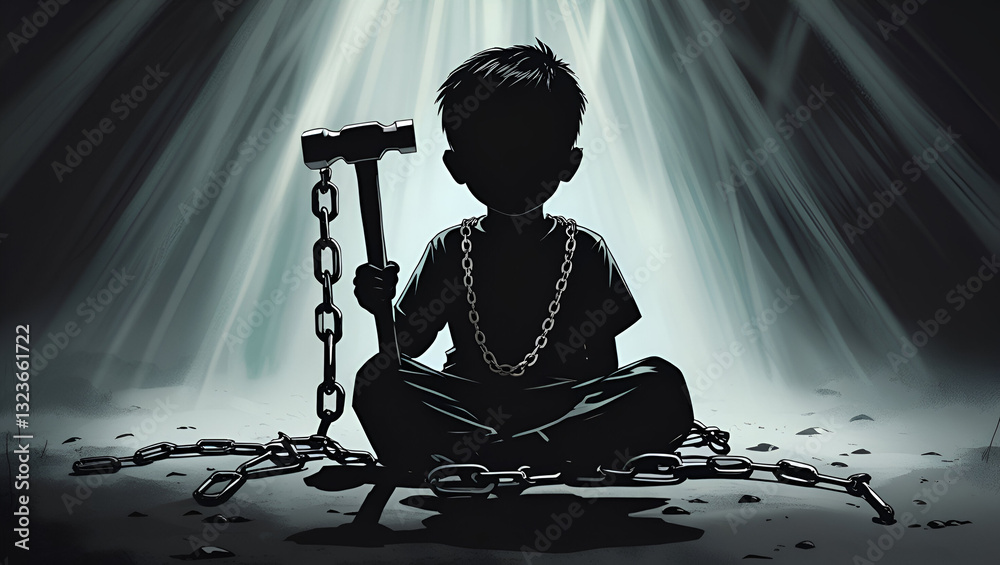 Child labour World Day Against Child Labour concept background./ child ...