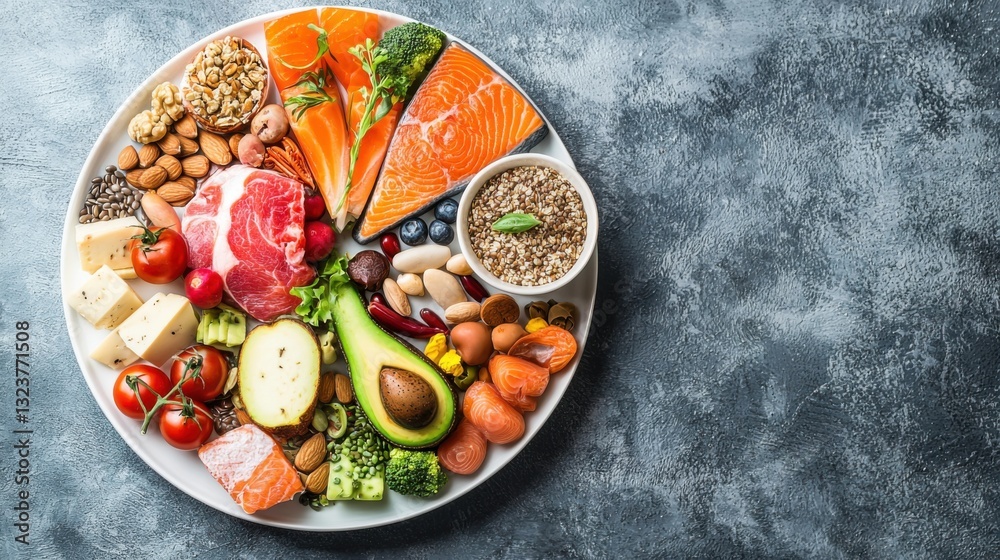 Healthy food pie chart isolated on white background. Food sources of ...