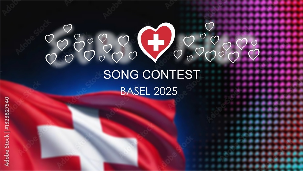 Eurovision 2025.Switzerland. 2025. European Song Contest. Black and ...