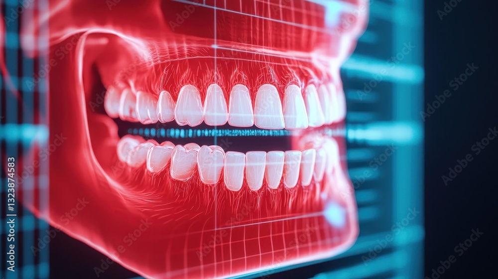 Human skull with teeth, x ray view. Concept of medical imaging ...