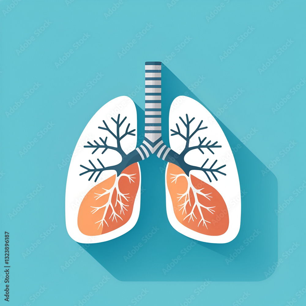 Lung human icon, respiratory system healthy lungs anatomy flat medical ...