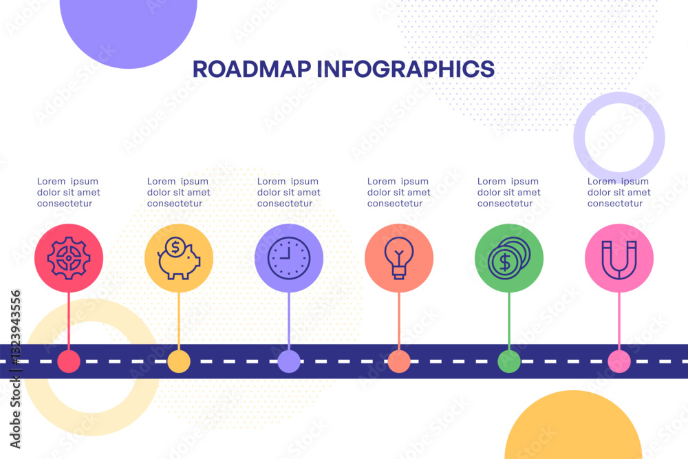 Minimalist Timeline Roadmap Infographic with Horizontal Steps and ...