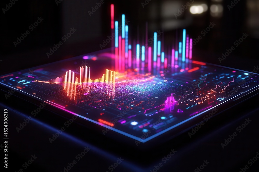 futuristic 3d financial report visualization with holographic charts ...