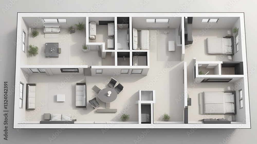 modern minimalist house floor plan, vector illustration, architectural ...