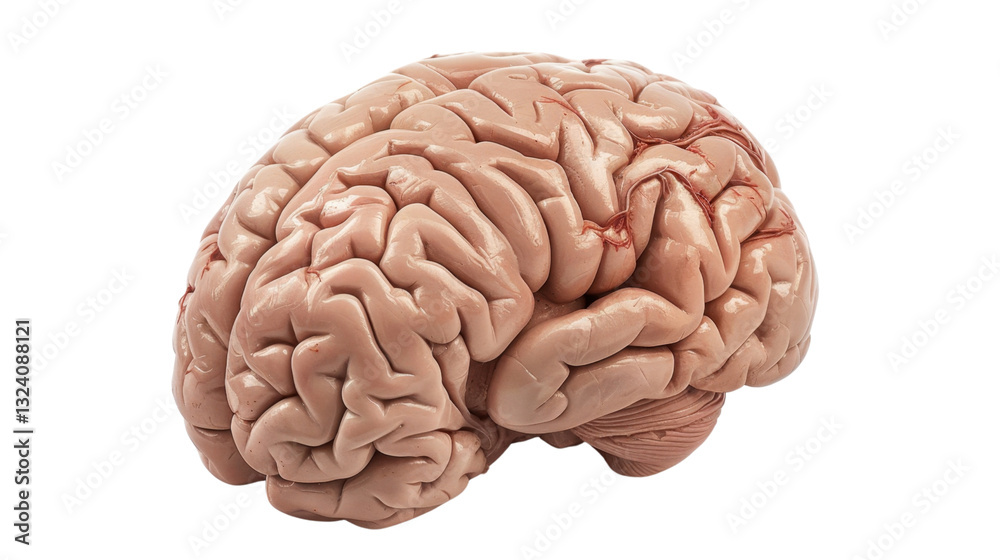Realistic human brain isolated on transparent background, showing ...