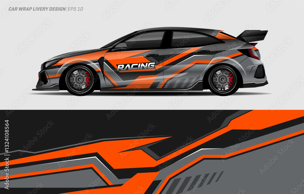 car livery graphic design. racing stripe graphic design with orange ...