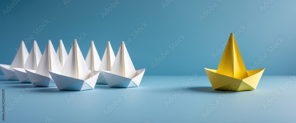 Paper boat steers the fleet with newcomers joining the crew. Teamwork ...