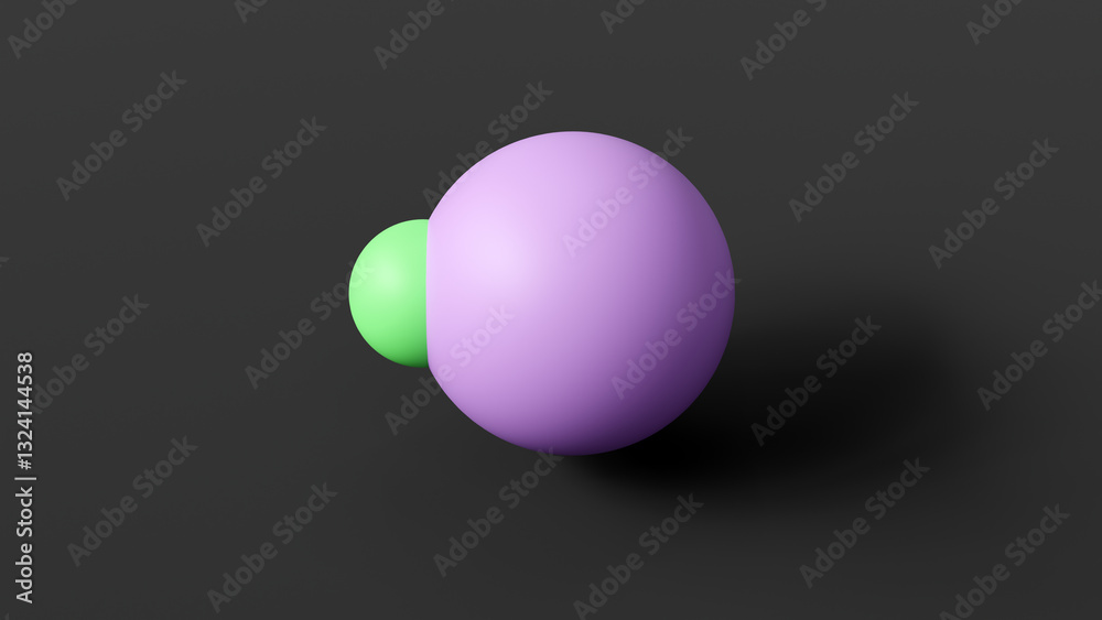 rubidium chloride molecule 3d, molecular structure, ball and stick ...