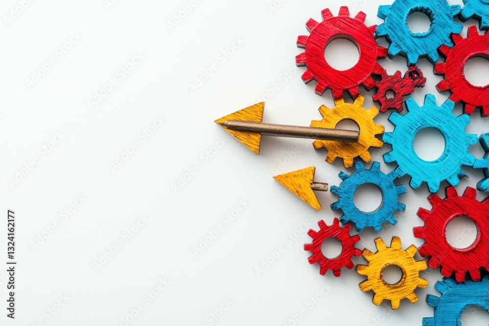 Colorful gears and arrows indicating progress and teamwork, featuring ...