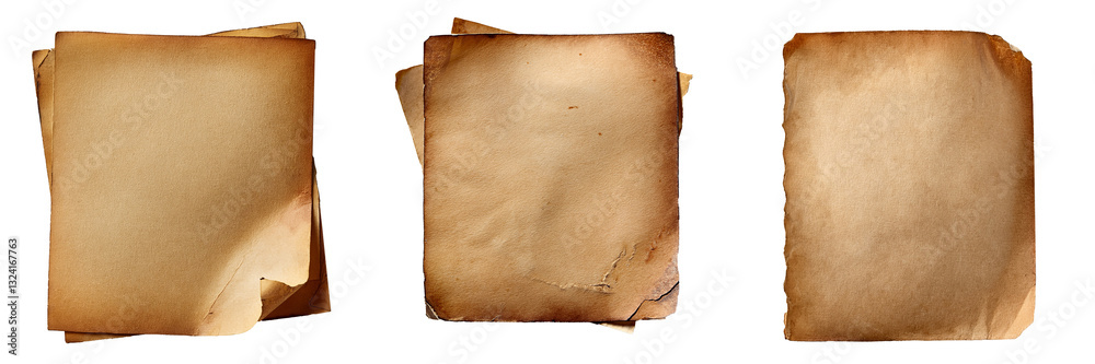 Vintage old paper square 4k png cutout transparent background isolate ...