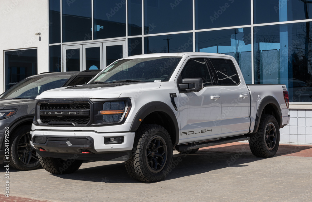 Ford F-150 Roush XLT display at a dealership. Ford offers the Roush ...