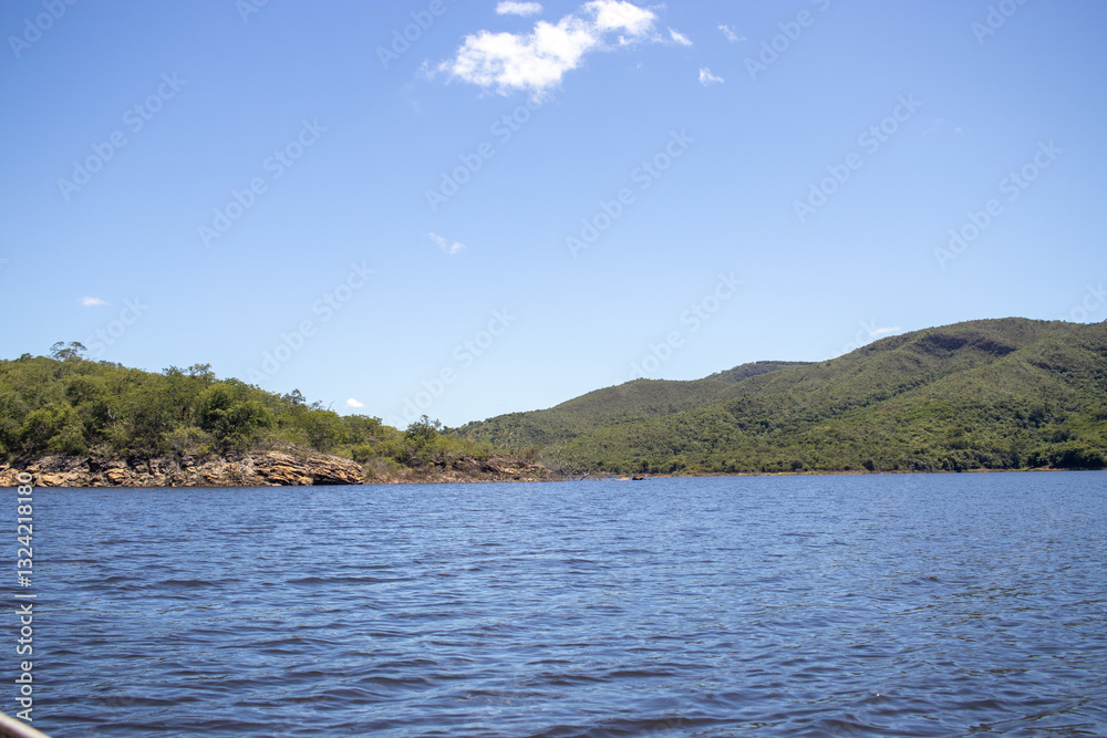 Beautiful background on the edge of the Irapé dam, the second largest ...