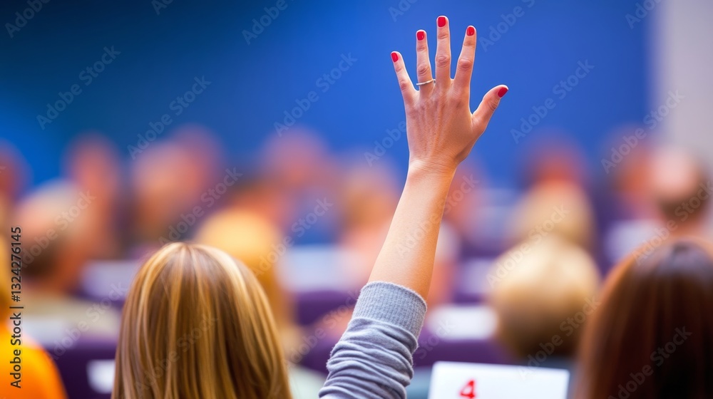 Enthusiastic crowd in formal attire at an auction, raising hands or ...
