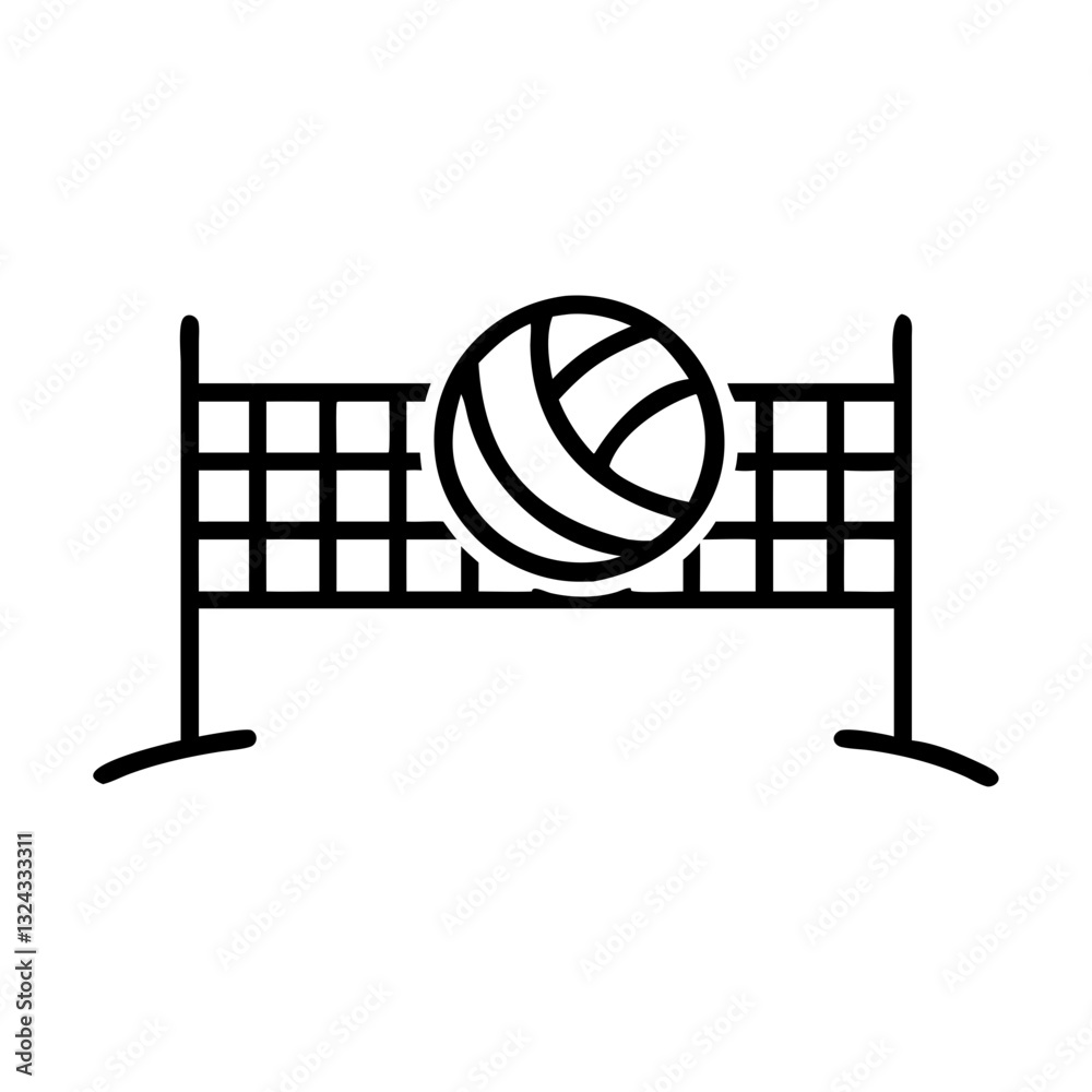 volleyball and net outline on transparent background Stock Vector ...