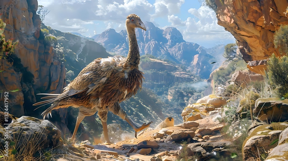 Stock-Foto „Moas were large, flightless birds native to New Zealand ...