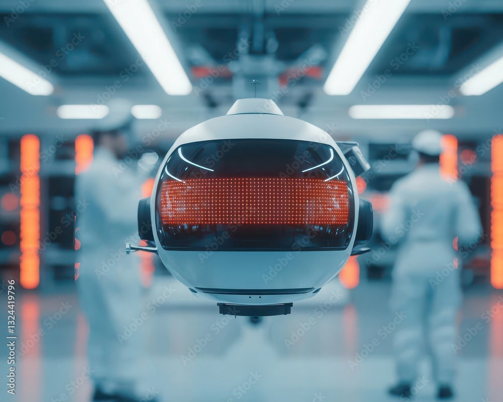 Advanced laboratory with engineers testing a vertical takeoff and ...