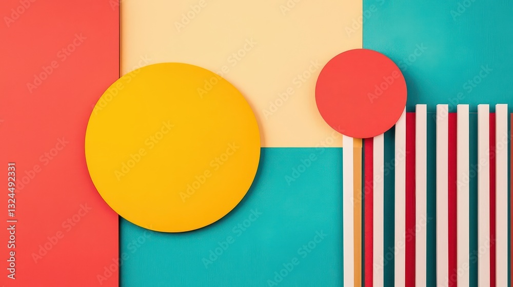 Minimalist album cover concept with flat design elements and geometric ...
