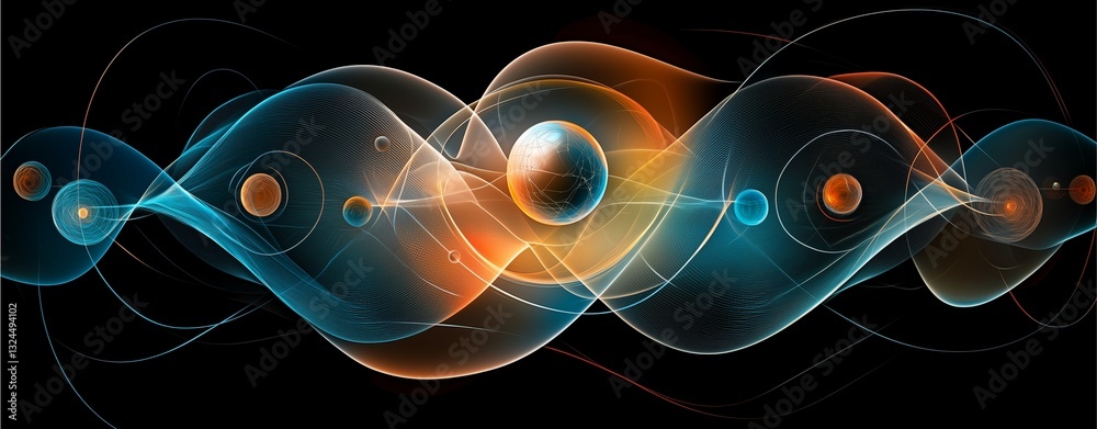 Hatch-style drawing of quantum superposition with dual-state atom ...
