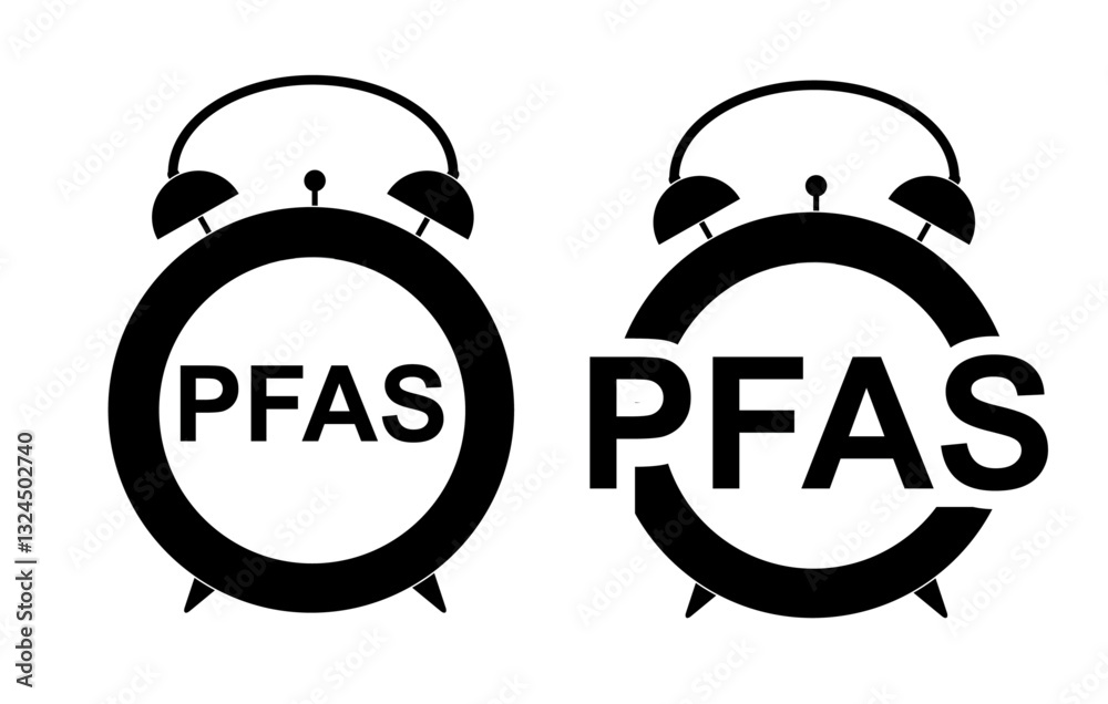 PFAS Regulation Deadline Alarm Clock Icons. Urgent deadlines and time ...