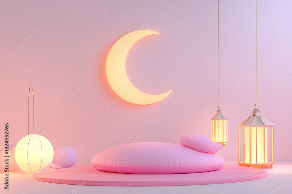 Eid al Fitr festival 3d soft render , poster and blank banner template ...