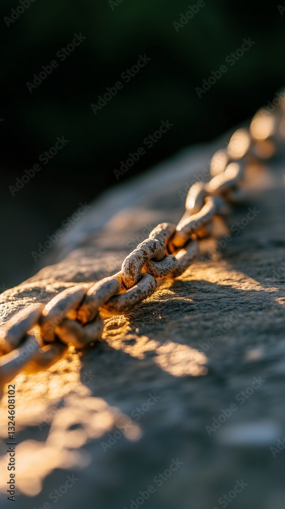 Symbolic Representation of Freedom: Broken Chains on Stone Stock Photo ...