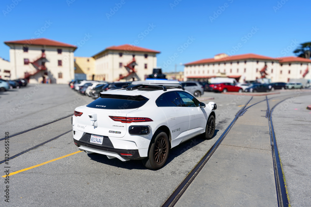 Waymo One Jaguar driverless autonomous car equipped with lidar sensors ...