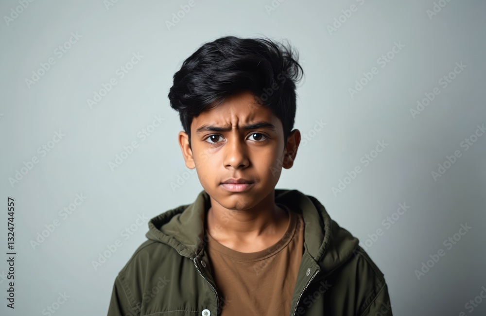 Worried Indian teen portrait. Upset misunderstood teenager suffers from ...