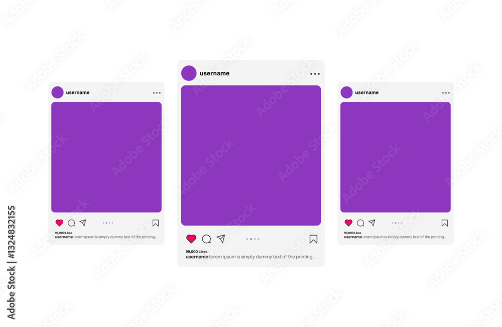 Instagram post mockup vector, social media carousel post template ...