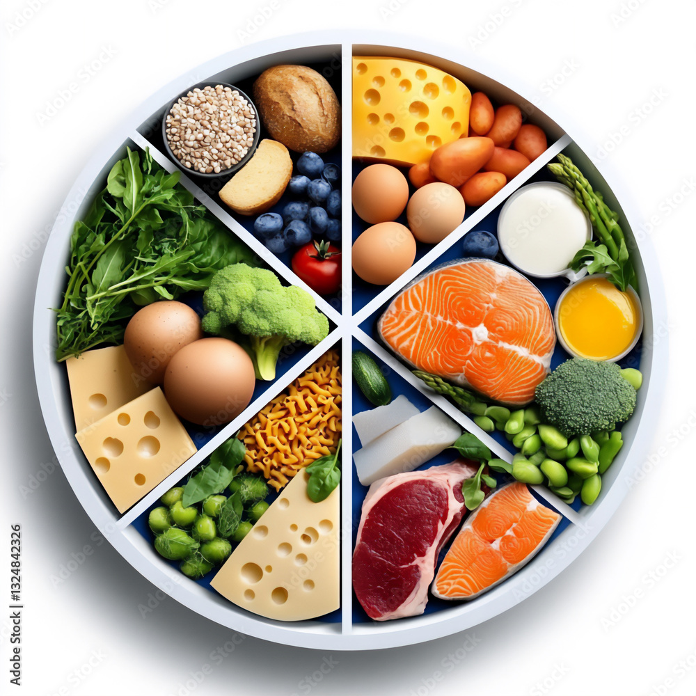 food group diagram of the dietary recommendations for balanced ...