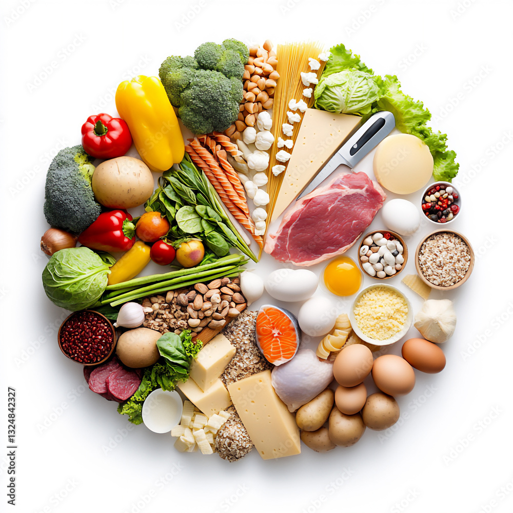 food group diagram of the dietary recommendations for balanced ...